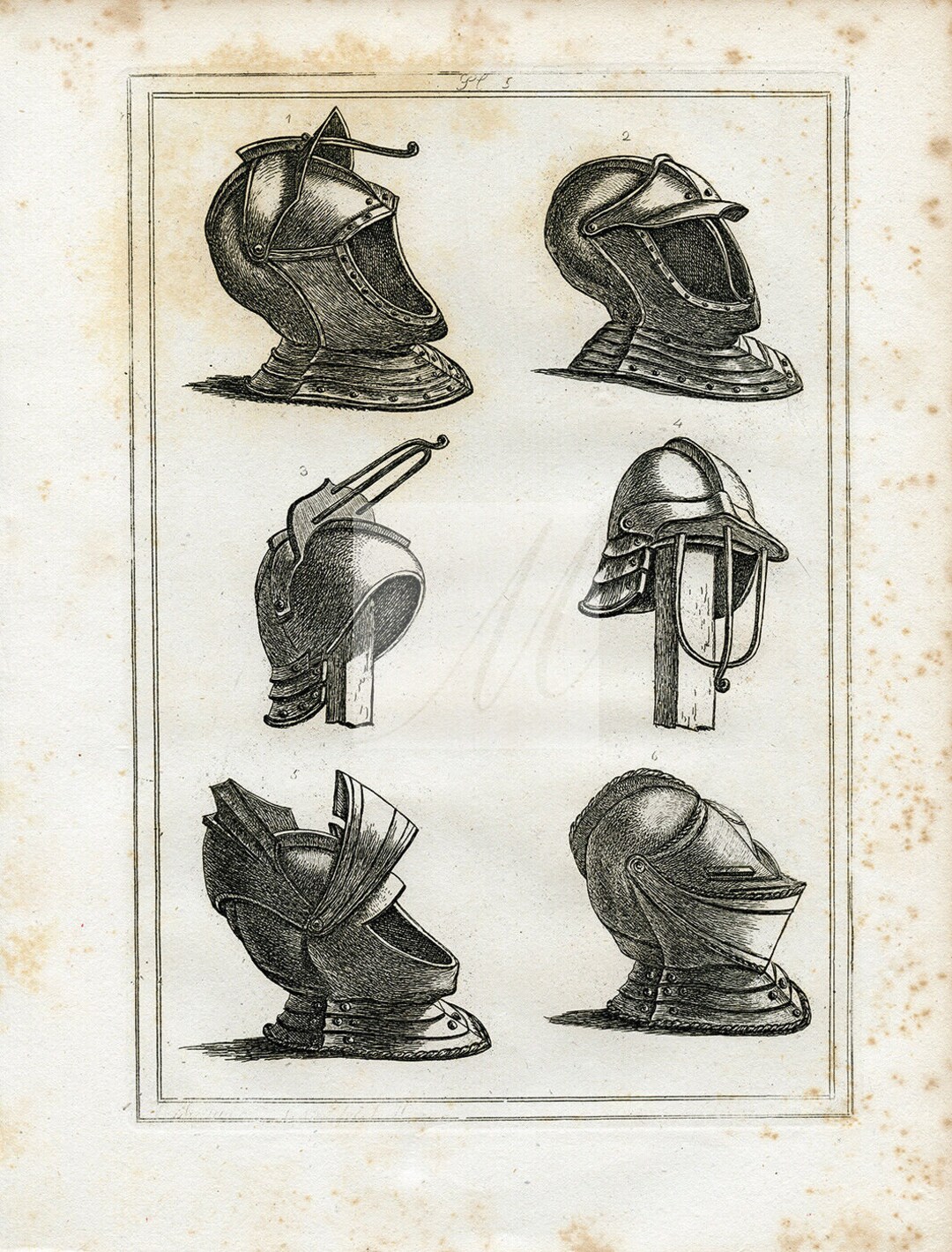 Collection of Ancient Helmets, Vintage Armour Print J367 - Etsy