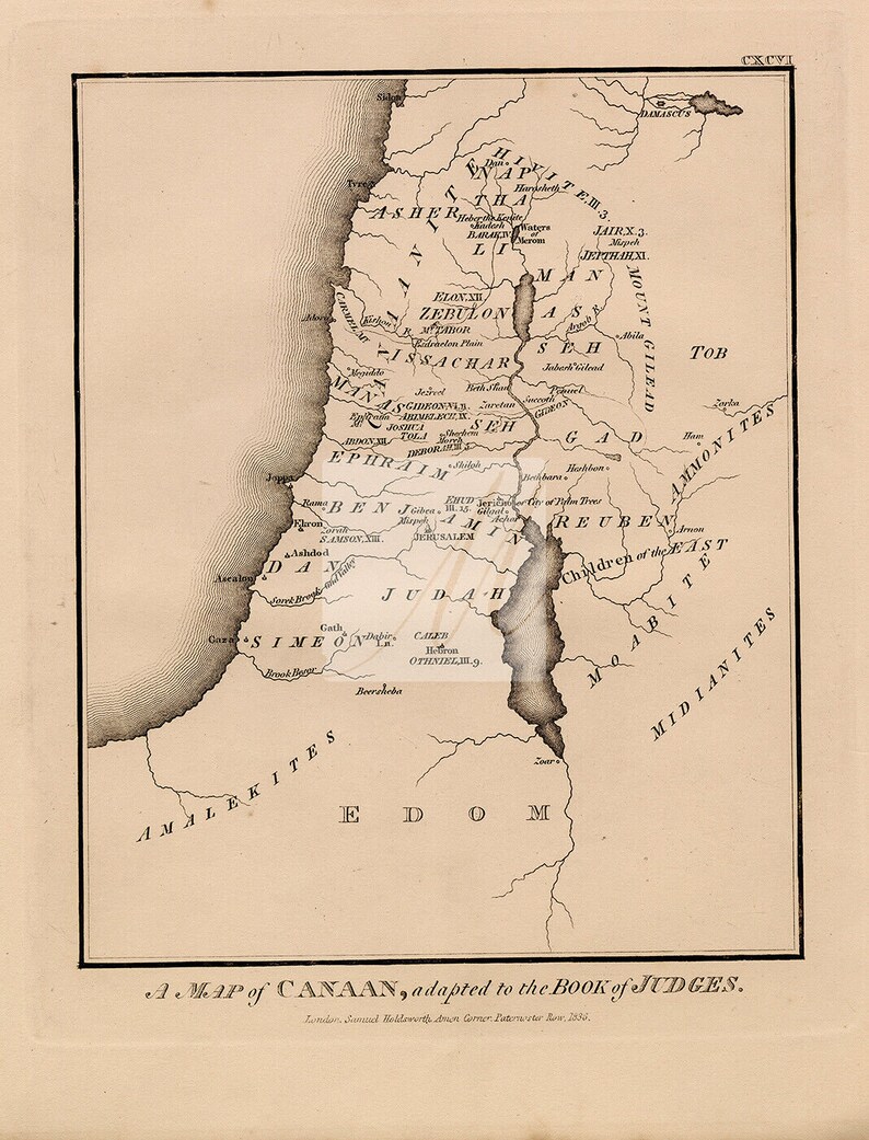 VINTAGE Biblical Map Canaan Adapted to the Book of Judges - Etsy