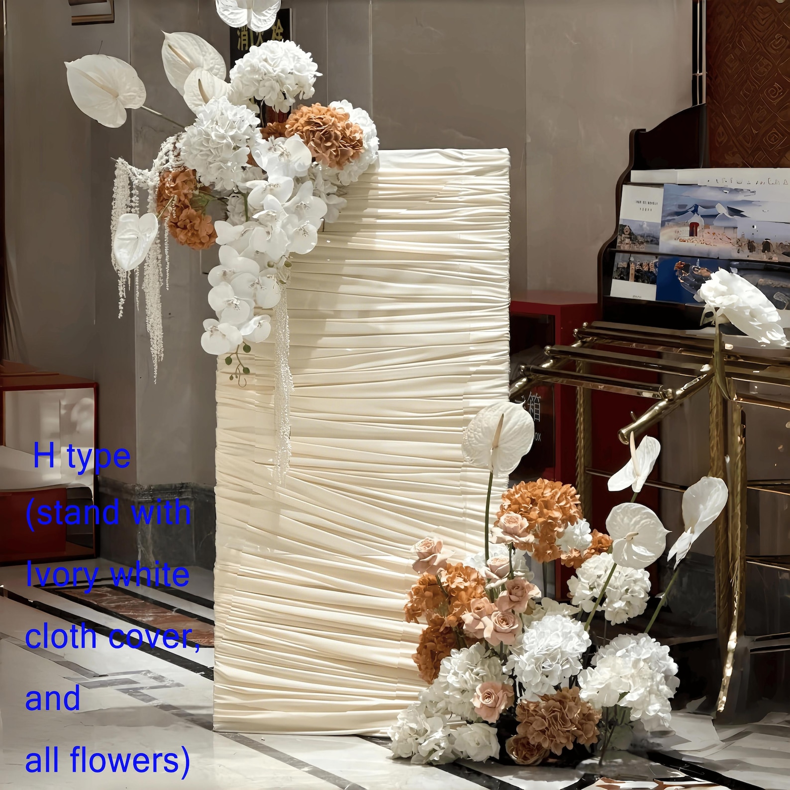 Wedding Ceremony Frame Wrapped Fabric Backdrop Wrought Iron Arch ...