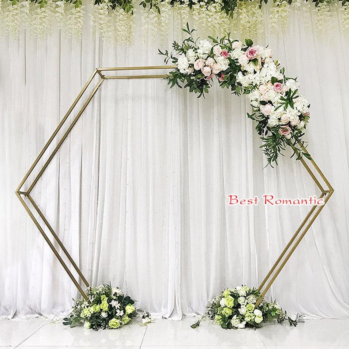 7 2ft Hexagon Wedding Arch Metal Hexagon Arch Gold Wedding Etsy