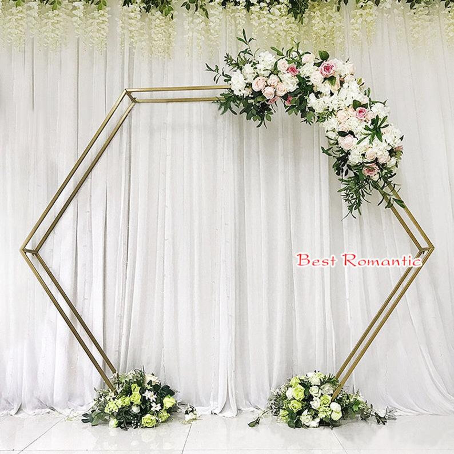 7 2ft Hexagon Wedding Arch Metal Hexagon Arch Gold Wedding Etsy