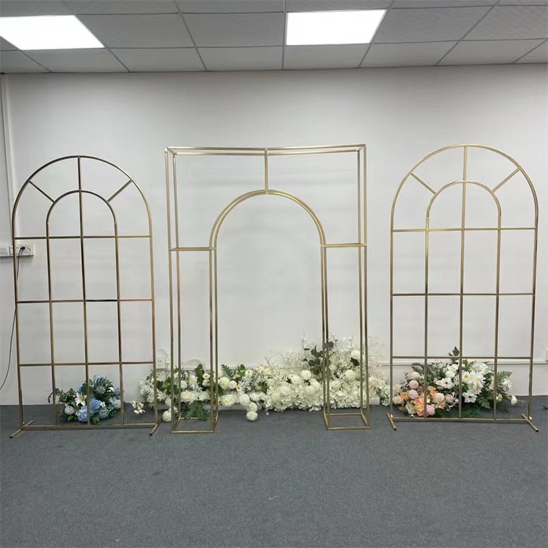 3pcs/set Shiny Gold Wedding Backdrop Truss Arch Background Screen ...
