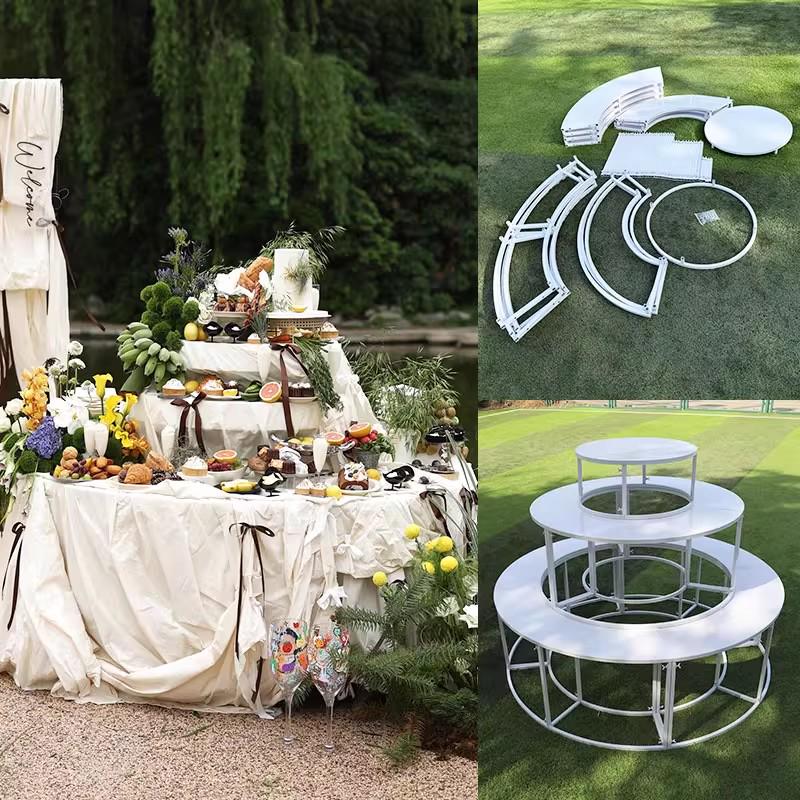 Outdoor Wedding Party Dessert Booth Three-layer Iron Decorative Flowers ...
