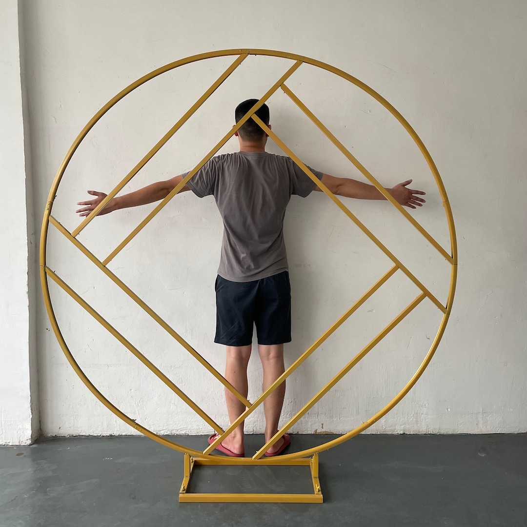 Round Diamond Metal Backdrop Wedding Arch Stand Decor Round Rhombus ...