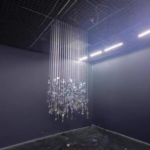 1PC Acrylic Crystal Bead Curtain Gold and Silver Sequin Pendant Wedding ...