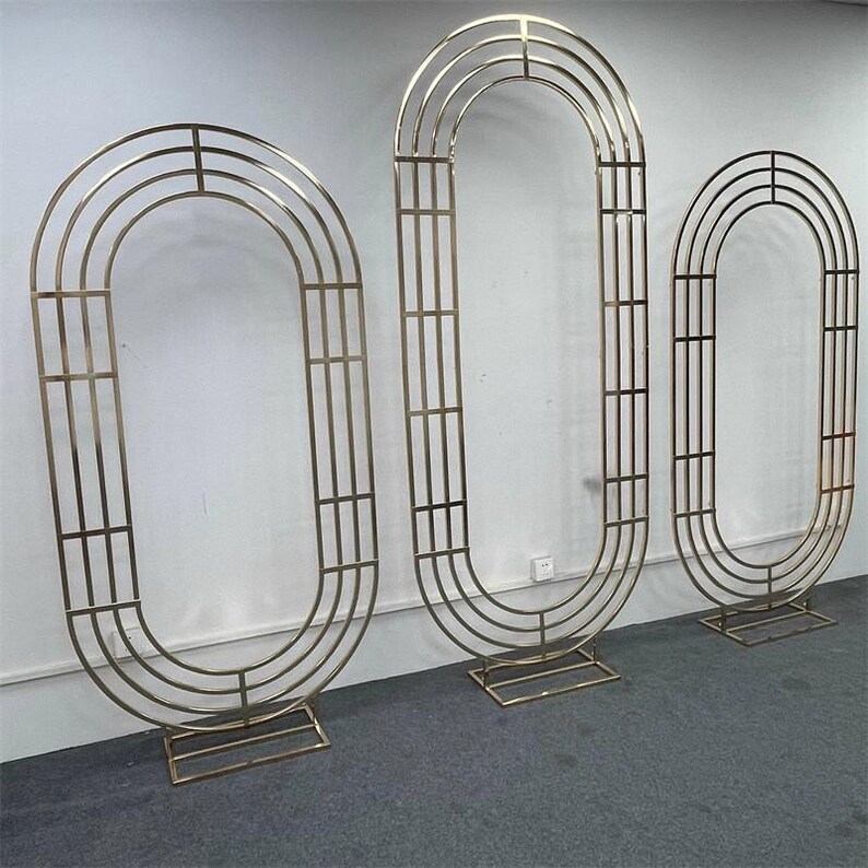 Shiny Gold Oval Background Frame Iron Wedding Round Flower Arch - Etsy