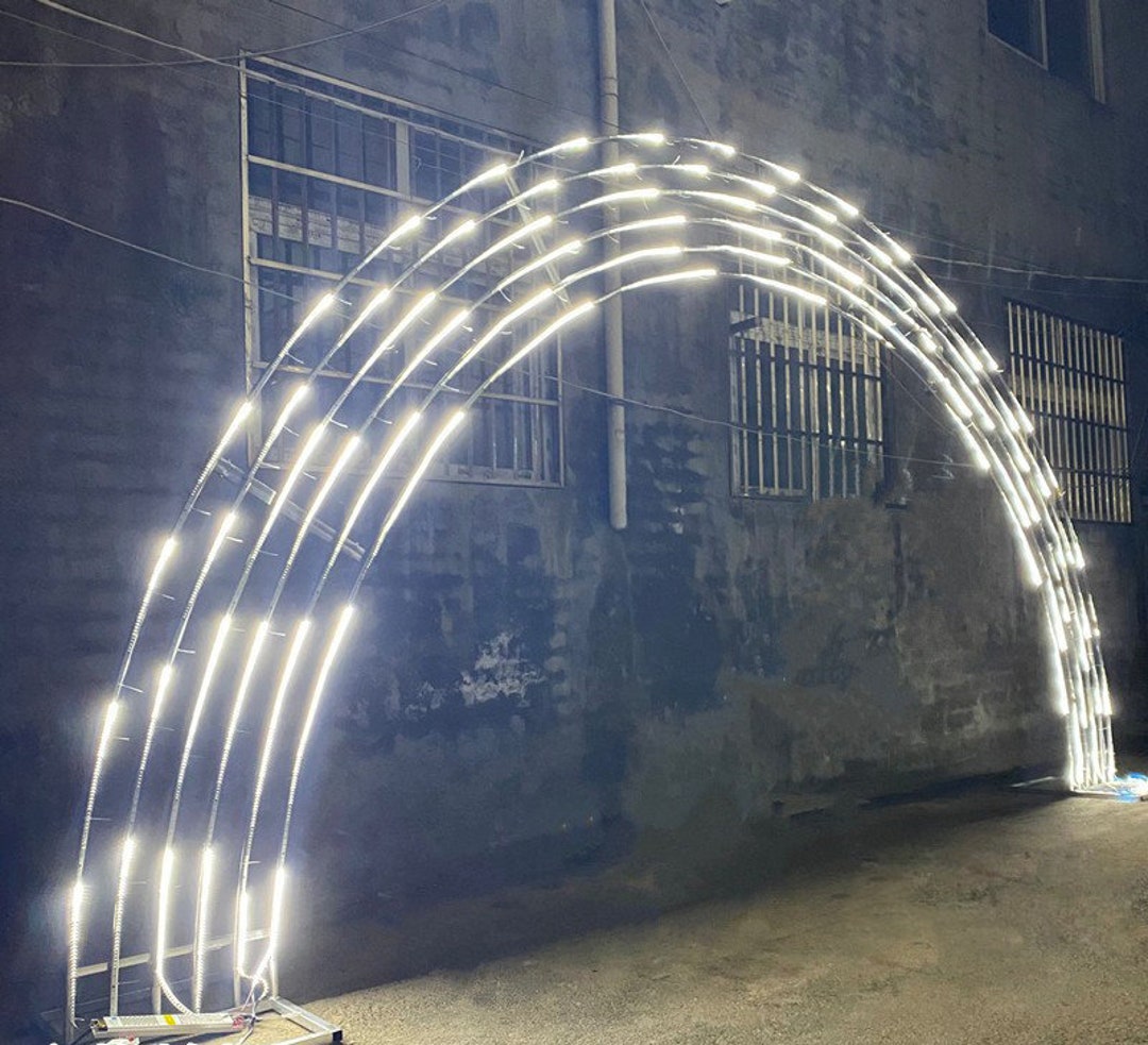 Large Metal Wedding Arch LED Light Backdrop Arch Meteor Shower LED ...
