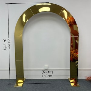 Shiny Gold Round Wedding Arch Metal Mirror Wedding Ceremony Backdrop ...