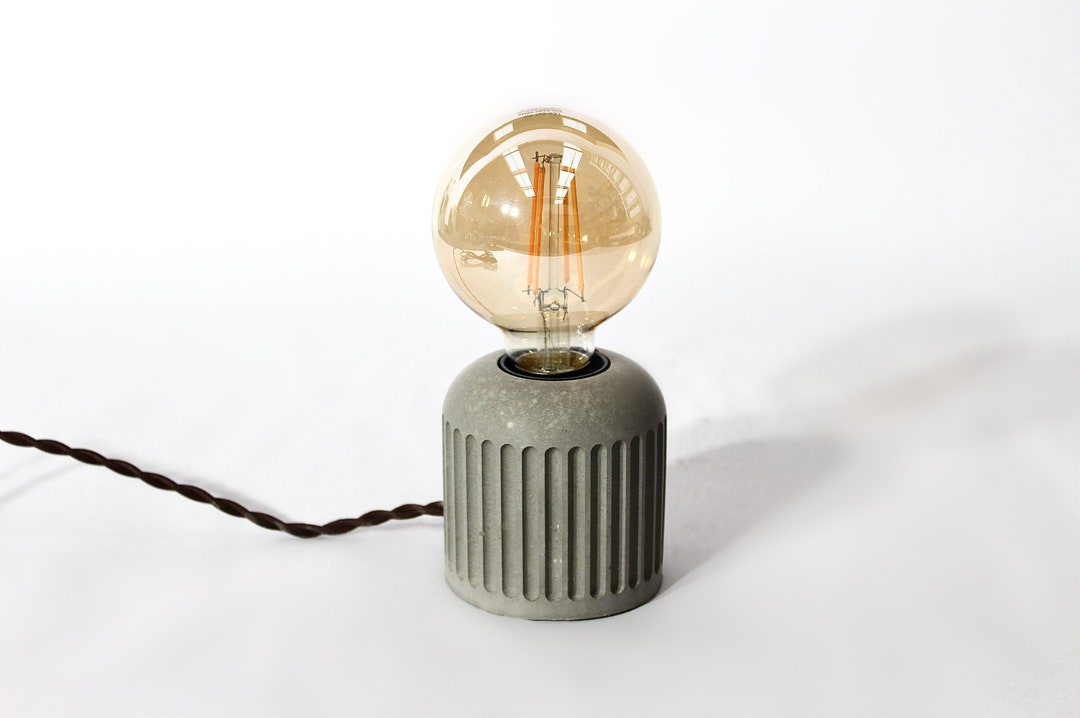 Small Concrete Table Lamp GROOVY, Small Concrete Desk Table Lamp ...