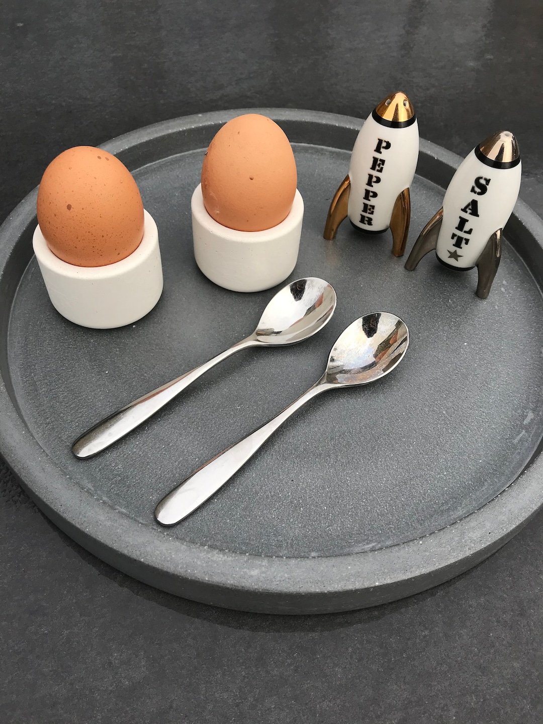 Set of 2 Concrete Egg Cups, Scandi Decor, Handmade, Natural, Rustic ...