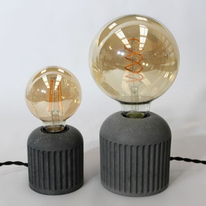 Small Concrete Table Lamp GROOVY, Small Concrete Desk Table Lamp ...