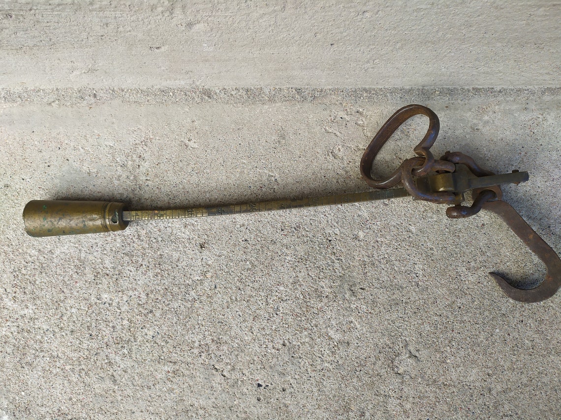 Antique Brass Steelyard Scale; Old Primitive Roman Balance; Dated 1900 ...