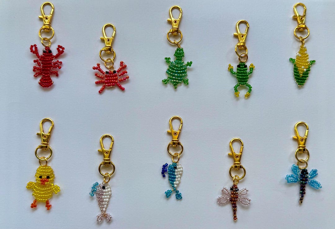 Beaded Keychain Charm - Handmade Beaded Bag/purse Charms, Seed Bead ...