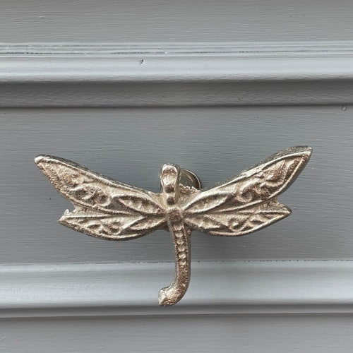 Silver Dragonfly Solid Brass Dresser Handle Pull Knob Pulls - Etsy