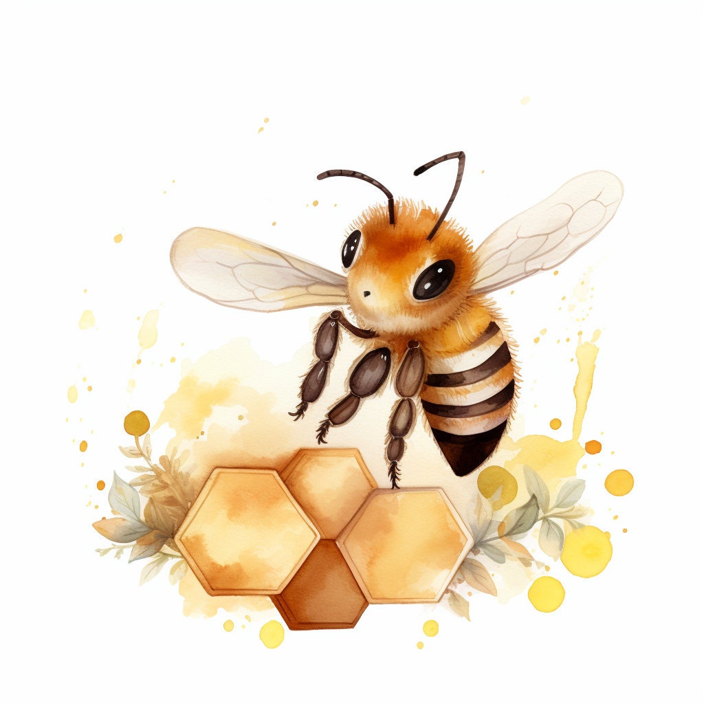 Bee Watercolor Clipart Baby Bee Clip Art Nursery Decor - Etsy