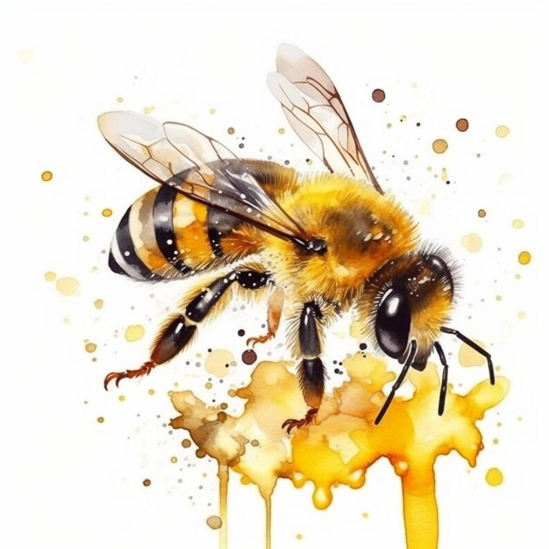 Watercolor Honey Bee Clipart Bundle, 20 PNG Images, Instant Download ...