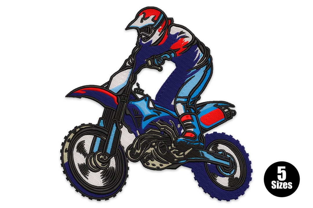 Motocross Rider Machine Embroidery Design. Dirt Bike Rider Motocross ...