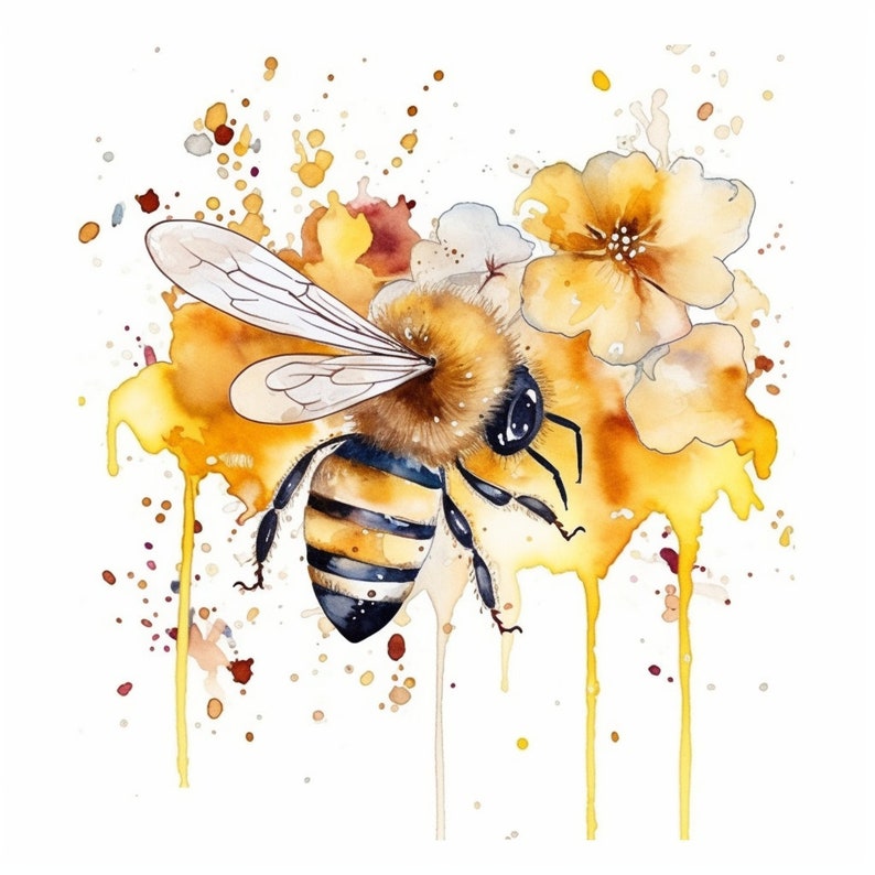 Watercolor Honey Bee Clipart Bundle, 20 PNG Images, Instant Download ...