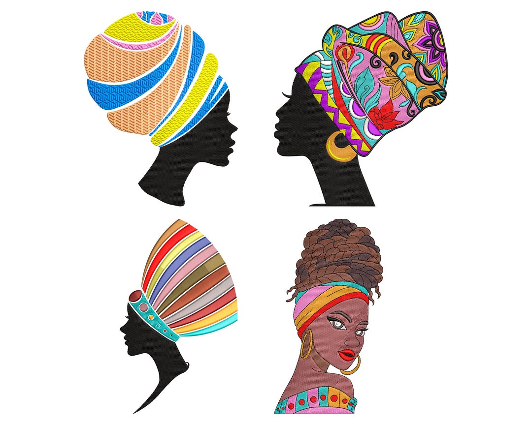 African Woman Embroidery Designs. Afro Girl Machine Embroidery Designs ...