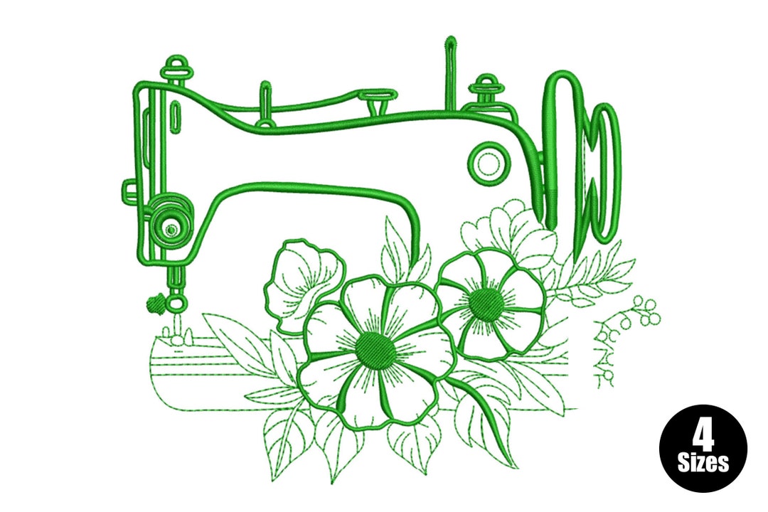 Vintage Sewing Machine Embroidery Design. Floral Sewing Machine ...