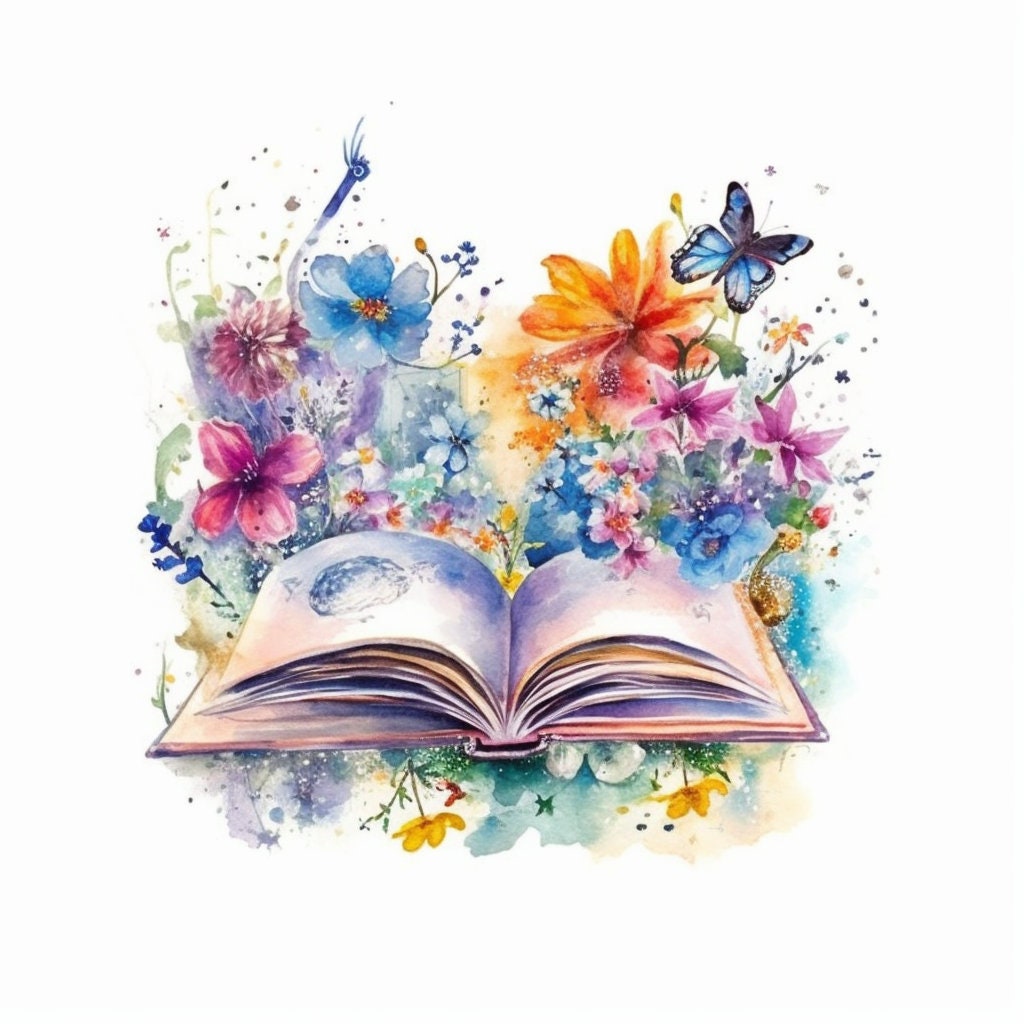 10 Watercolor Magical Books Clipart Open Book Clip Art - Etsy