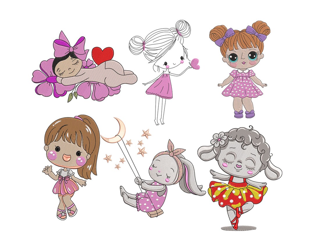 Baby Girl Embroidery Designs. Little Girl Machine Embroidery Design. - Etsy