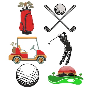 Golf Machine Embroidery Designs. Golf Ball, Golf Green, Golf Bag, Golf ...