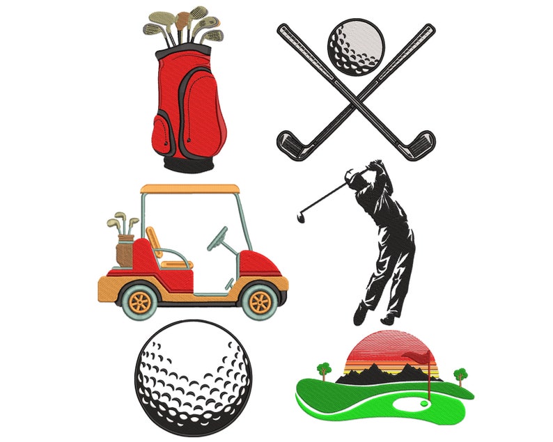 Golf Machine Embroidery Designs. Golf Ball, Golf Green, Golf Bag, Golf ...