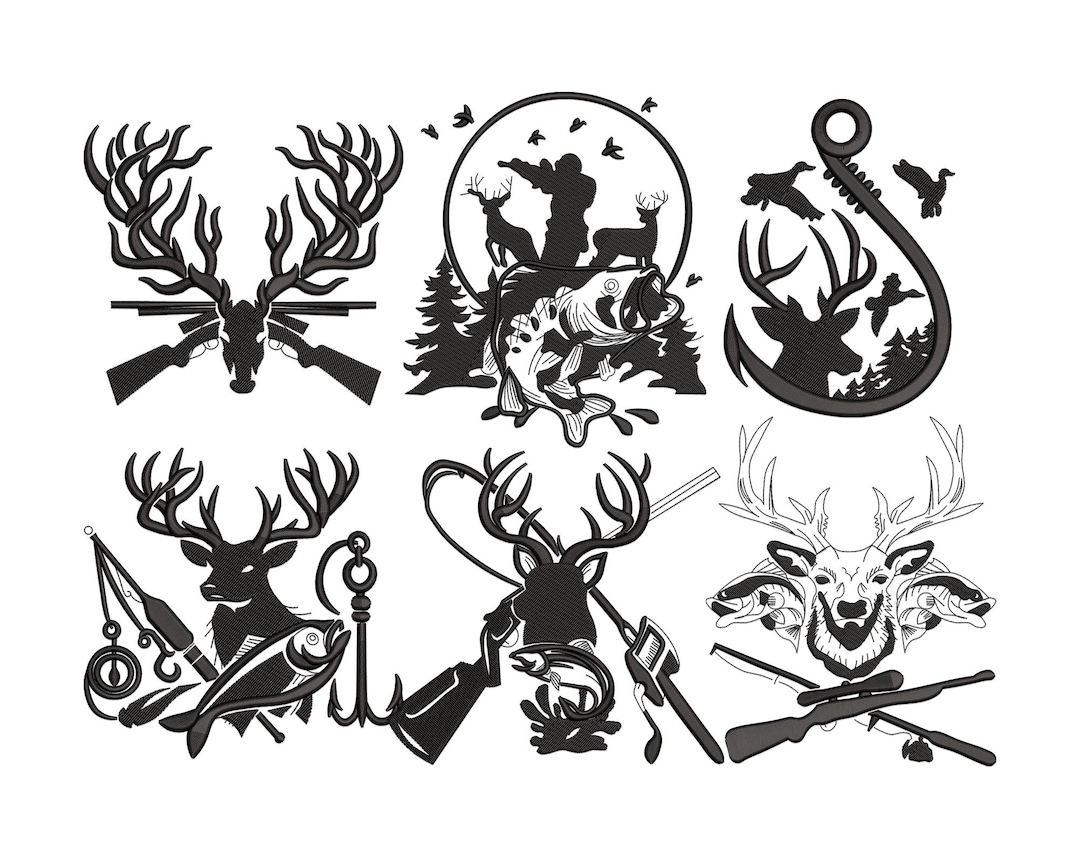 Hunting and Fishing Embroidery Designs. Deer and Hook Duck Hunting ...