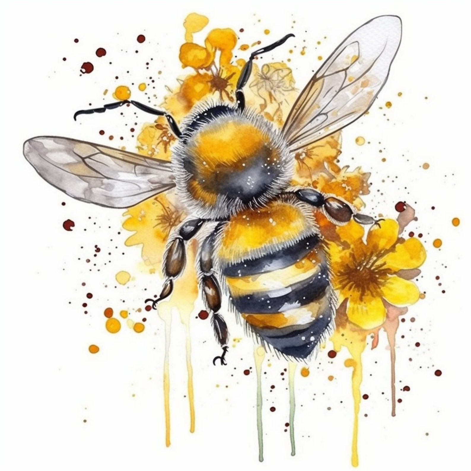 Watercolor Honey Bee Clipart Bundle, 20 PNG Images, Instant Download ...