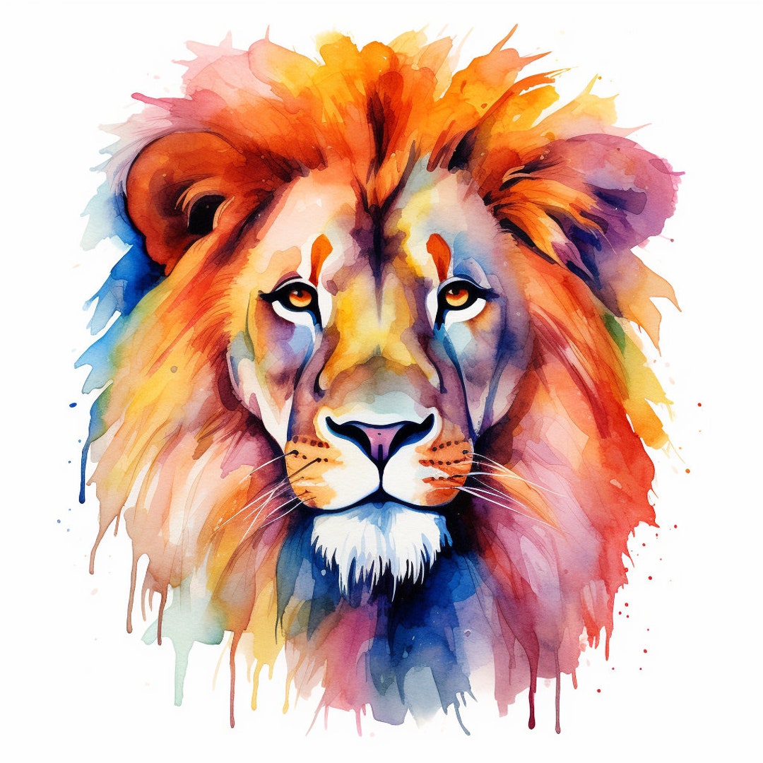 Watercolor Lion Clipart, Lion PNG, Boho Lion Set, Instant Digital ...