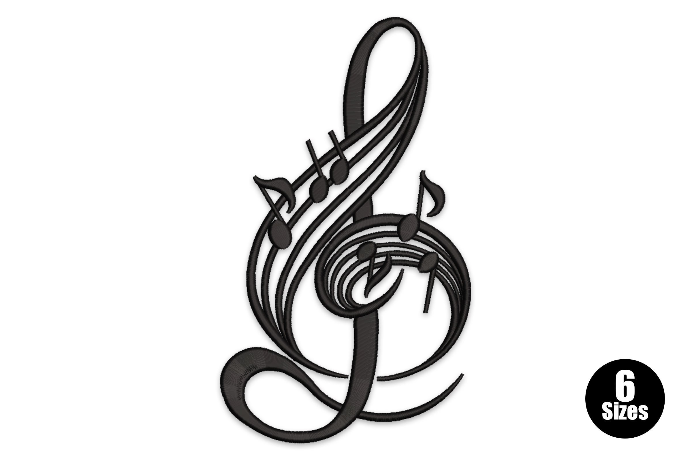 Music Notes Embroidery Design. Treble Clef Music Machine Embroidery ...