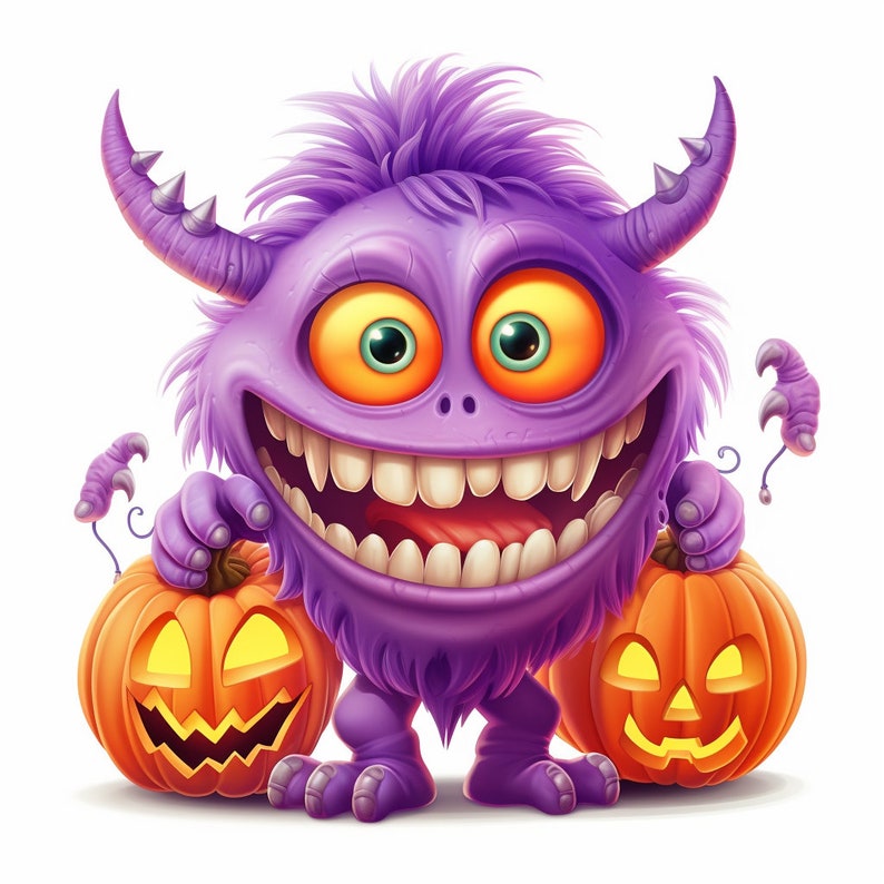Halloween Monsters Clipart, Cute Halloween Monster Graphics, Instant ...