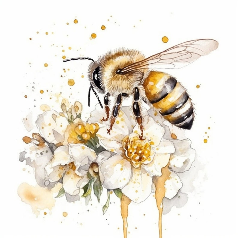 Watercolor Honey Bee Clipart Bundle, 20 PNG Images, Instant Download ...