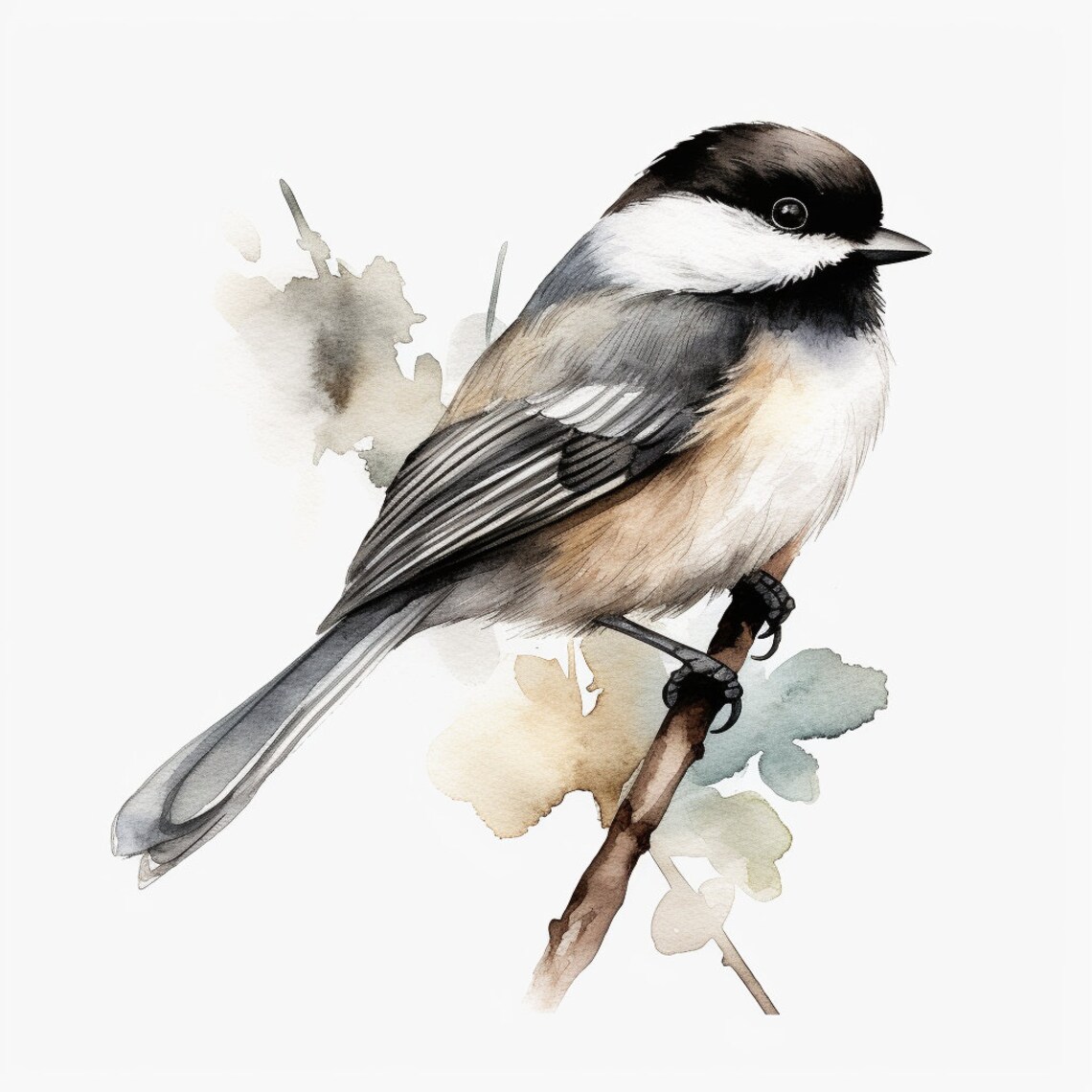 Black Capped Chickadee Clipart, Graceful Black-capped Chickadee Bird ...