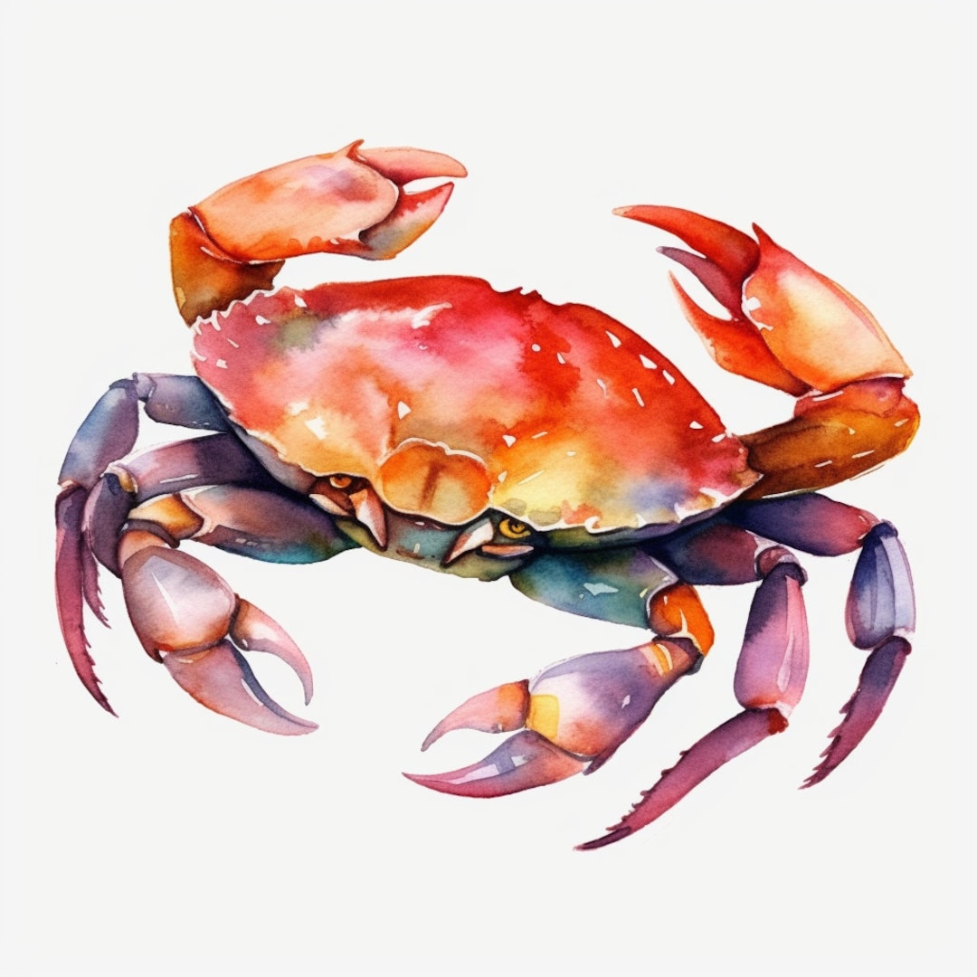 Aquarell Karte blaue Krabbe rote Carb hochwertige Krabbe - Etsy.de