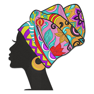 African Woman Embroidery Designs. Afro Girl Machine Embroidery Designs ...