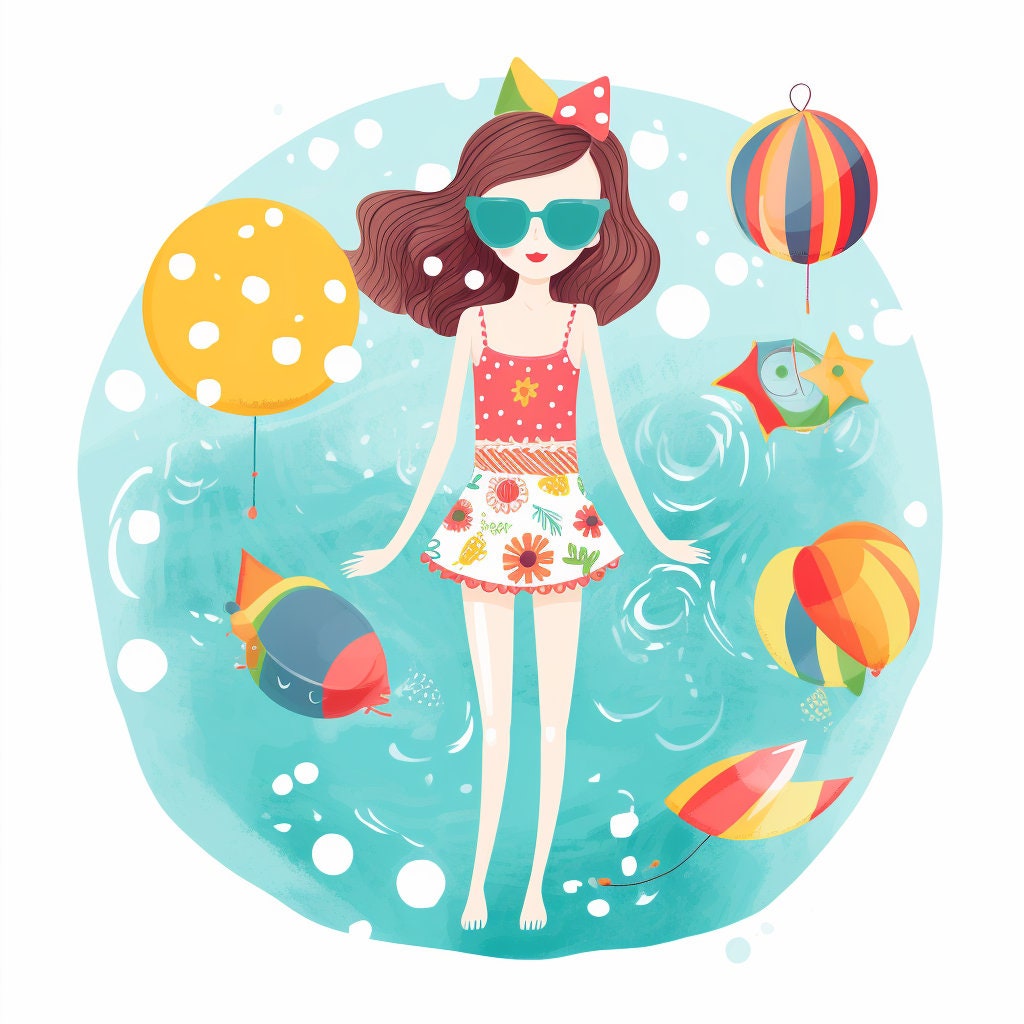 CUTE Clipart, Beach Girl Clipart, Beach Tropical, Sister's Clipart ...