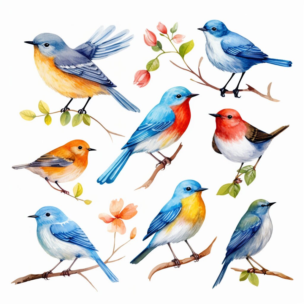 Watercolor Birds Clipart Bundle, Spring Birds Clipart, Birds Bundle ...