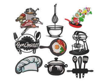 Kitchen Utensils Embroidery Design. Bakers Tools Embroidery Design ...