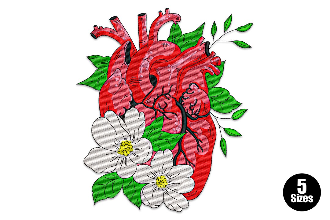 Anatomical Heart Embroidery Design, Human Heart Embroidery Pattern ...