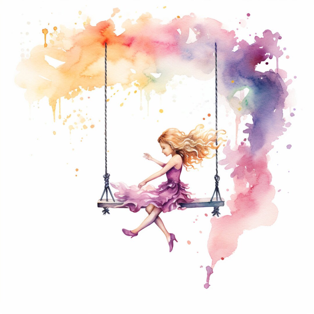 Watercolor Enchanted Swing, Vintage Swing Clipart, Scrapbooking, and ...