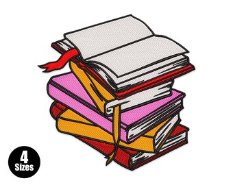 Stack of Books Machine Embroidery Design - Etsy