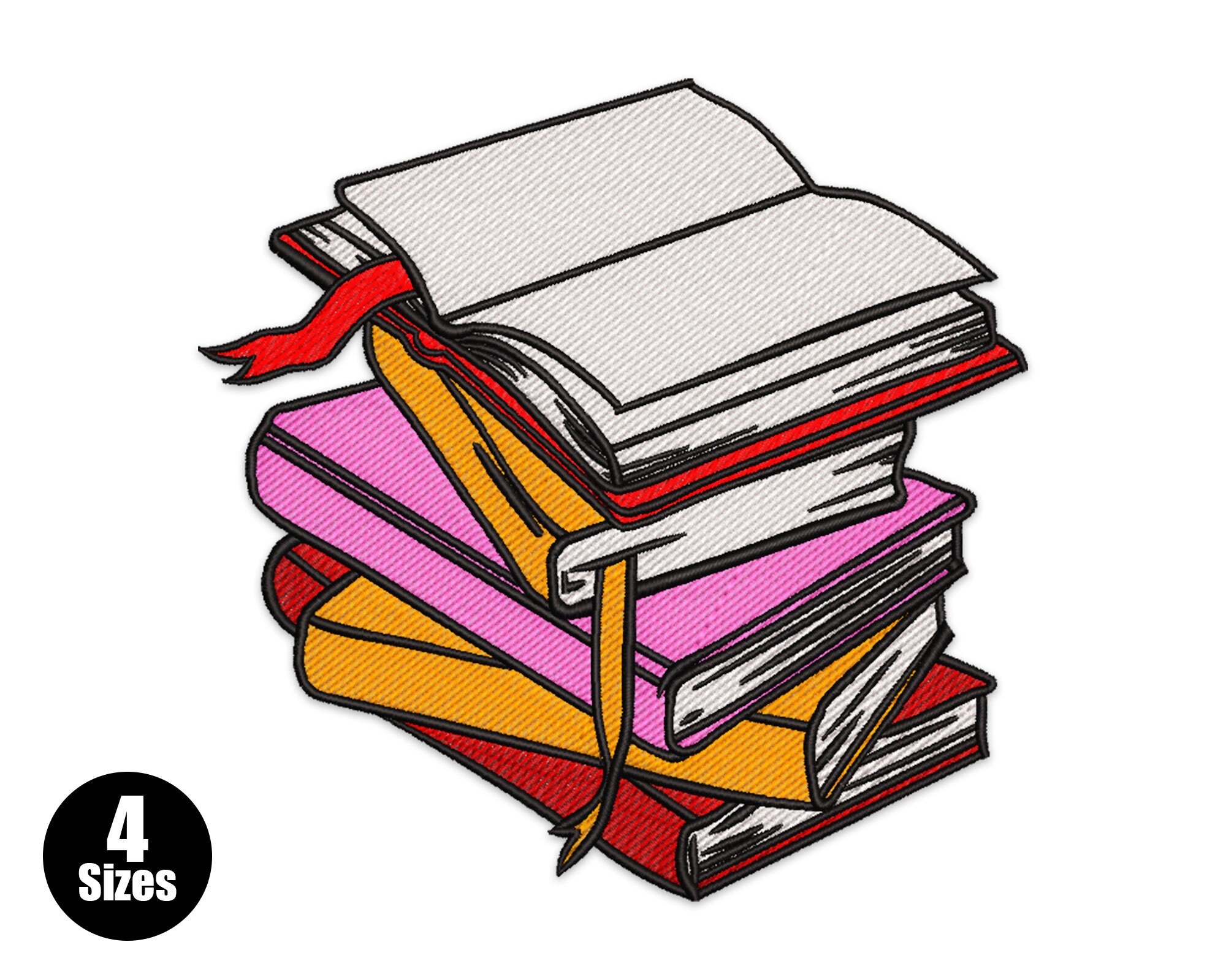 Stack of Books Machine Embroidery Design. Reading Books Embroidery File ...