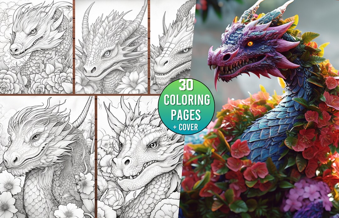 Fantasy Dragon Coloring Page for Adults Unique Relaxing Stress Relief ...