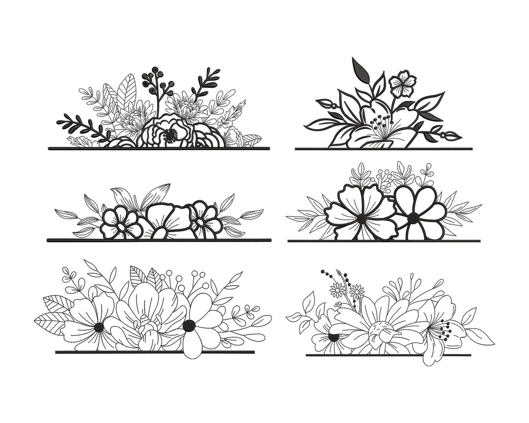 Floral Border Embroidery Design, Flower Frames Machine Embroidery ...