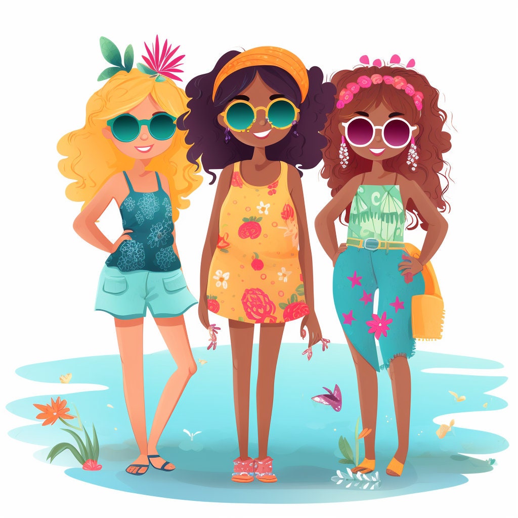CUTE Clipart, Beach Girl Clipart, Beach Tropical, Sister's Clipart ...