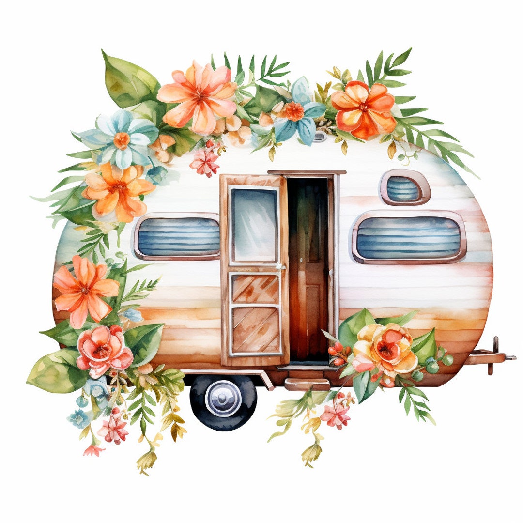 Cute Caravan Clipart Printable Image Commercial Use Fall - Etsy