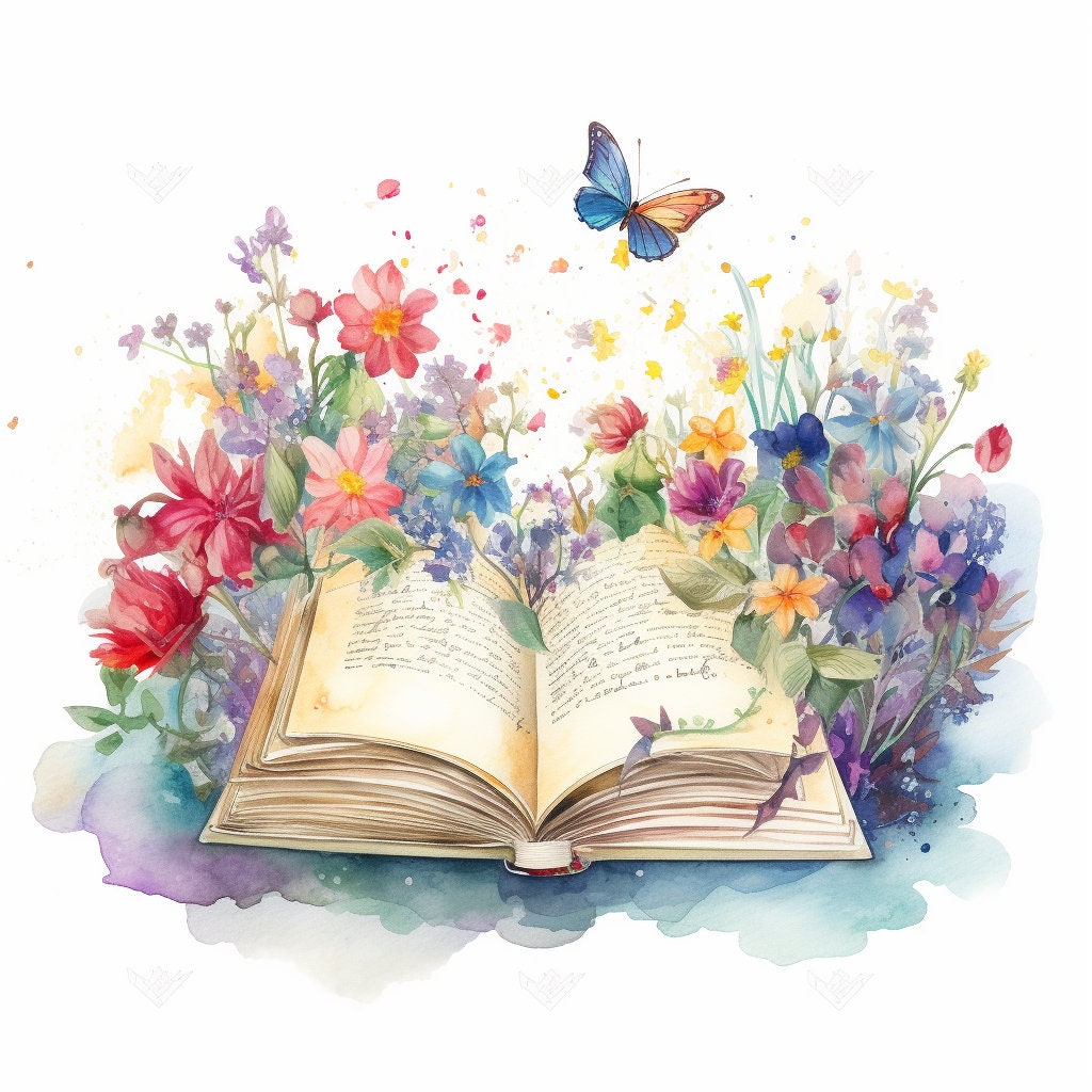 10 Watercolor Magical Books Clipart Open Book Clip Art - Etsy