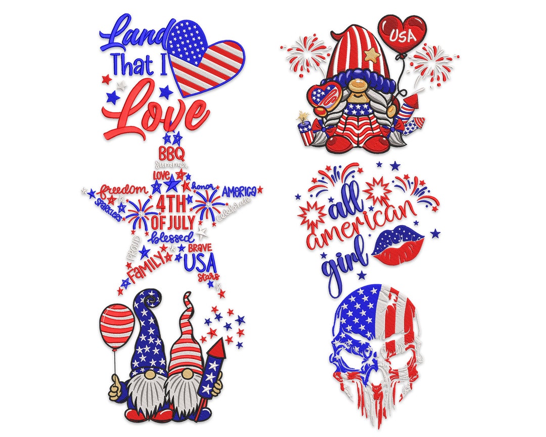4th of July Embroidery Designs, Independence Day Embroidery File ...